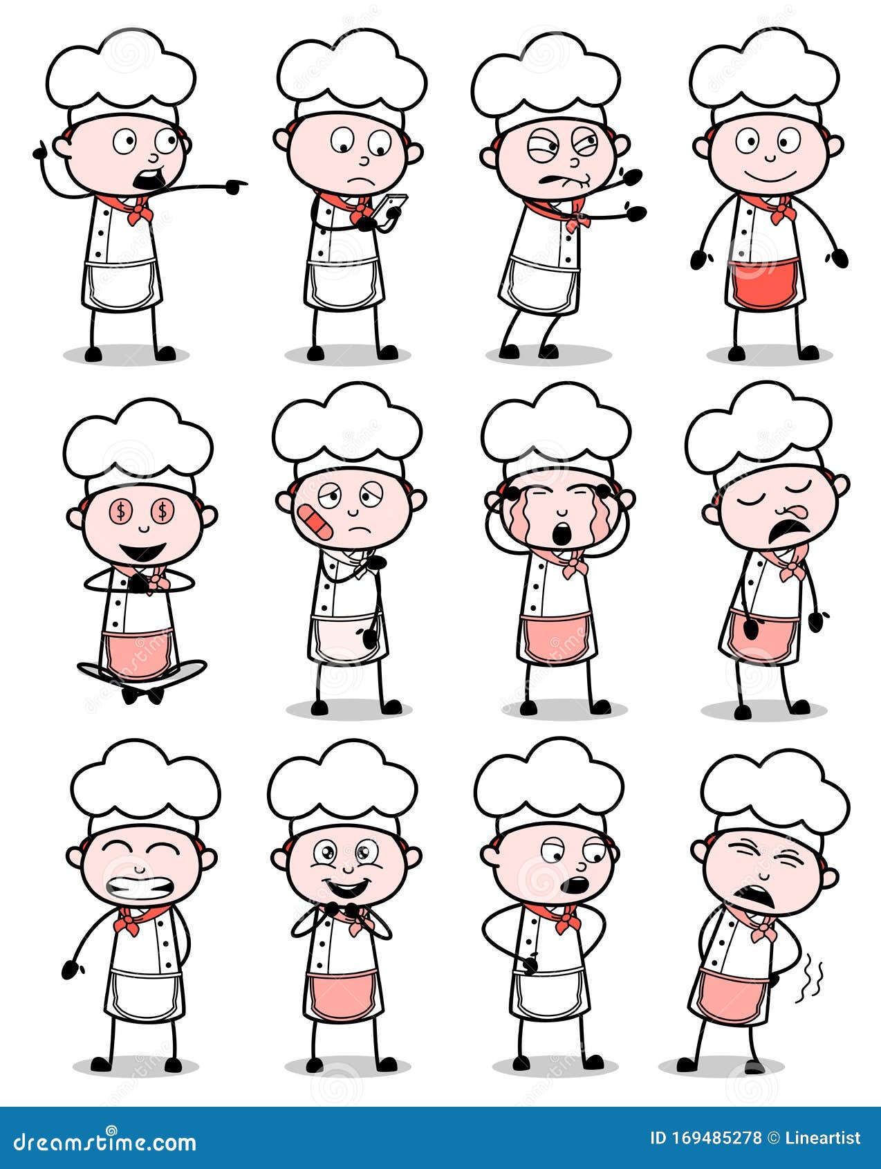 Comic Chef Poses Collection - Set of Concepts Vector Illustrations ...
