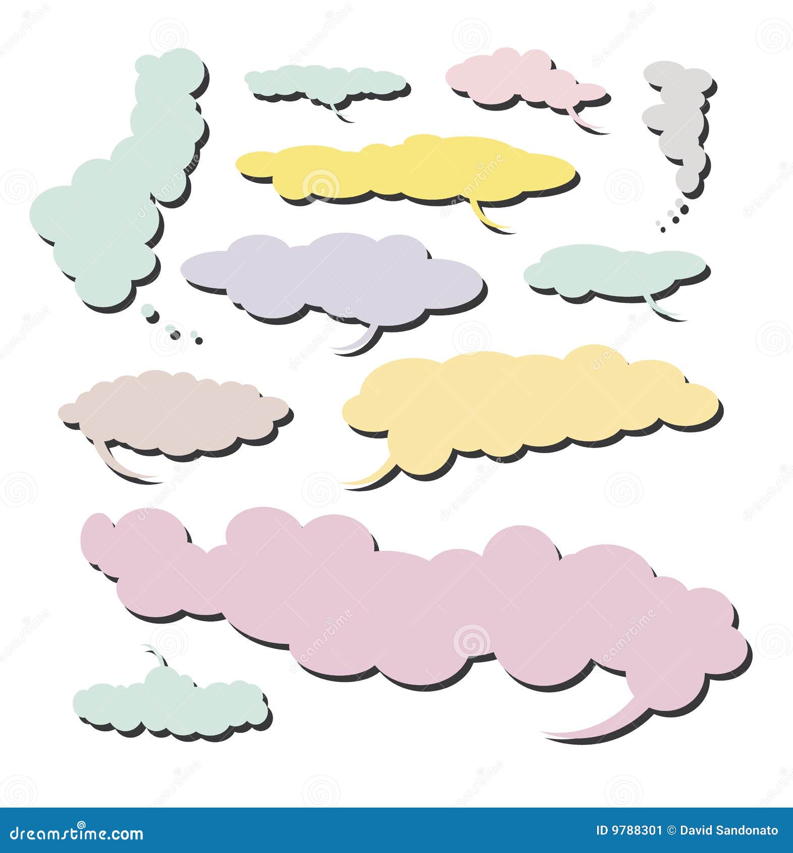 Comic Cloud Collection - Set 4 Stock Vector - Illustration of bubble ...