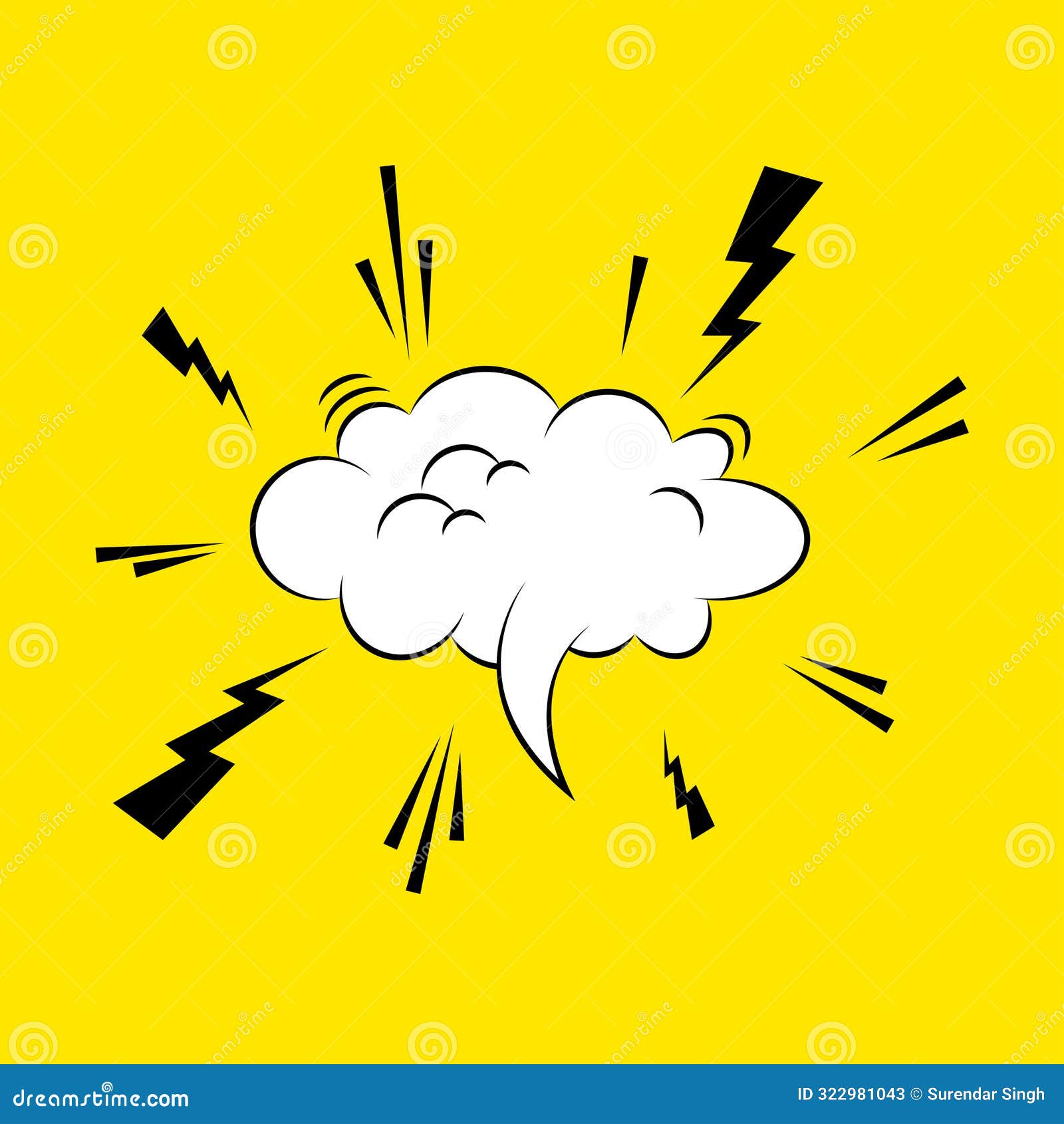 Comic Cloud Speech Bubble with Flash. Thoughts Bubble in Pop Art Comics ...