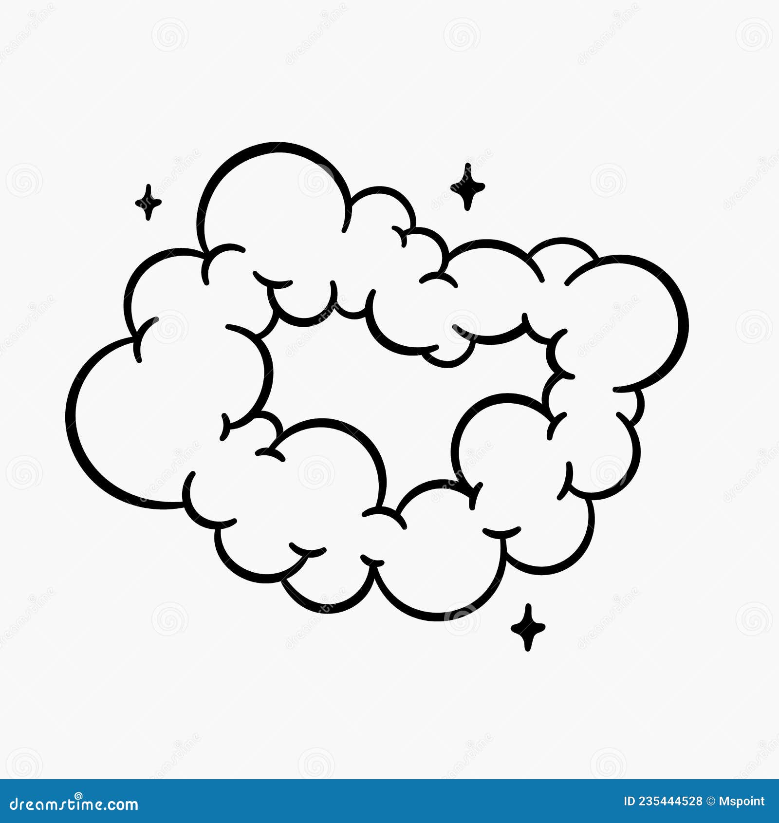 Comic Clouds, Cartoon Vector Clouds in Line Style Isolated on Light ...