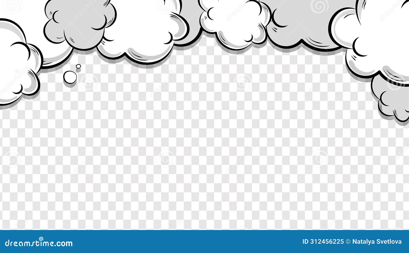 Comic Clouds Frame on Transparent Background. Explosion with Puffs of ...
