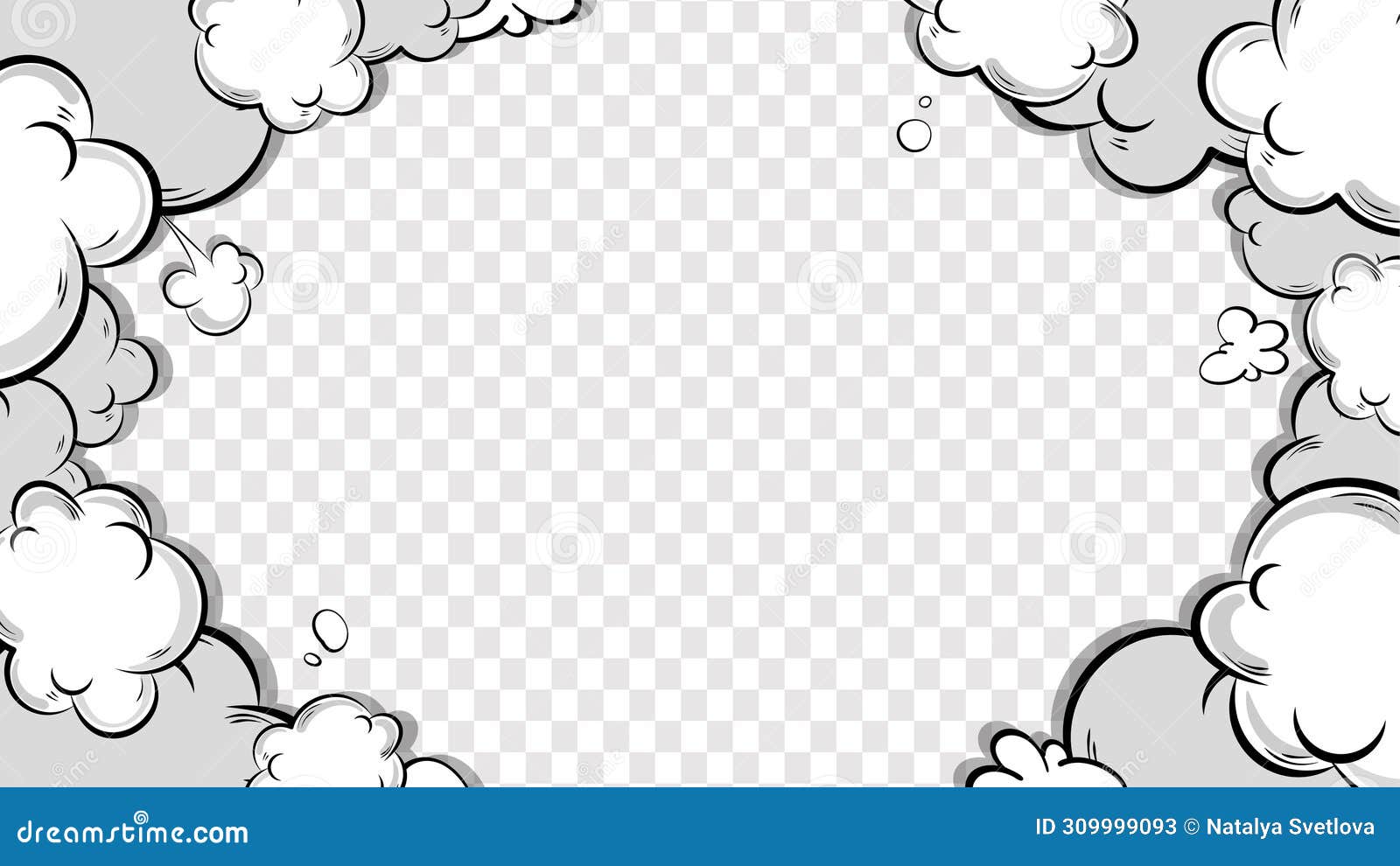 Comic Clouds Frame Background. Cartoon Puff Clouds Frame on Transparent ...