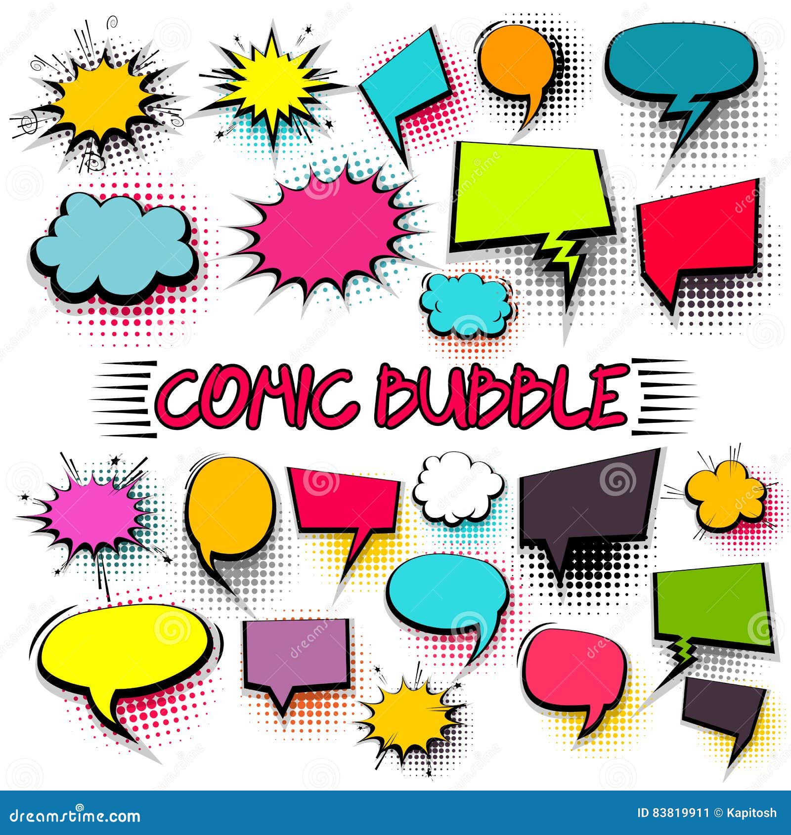 Comic Collection Colored Cloud Stock Vector - Illustration of idea ...