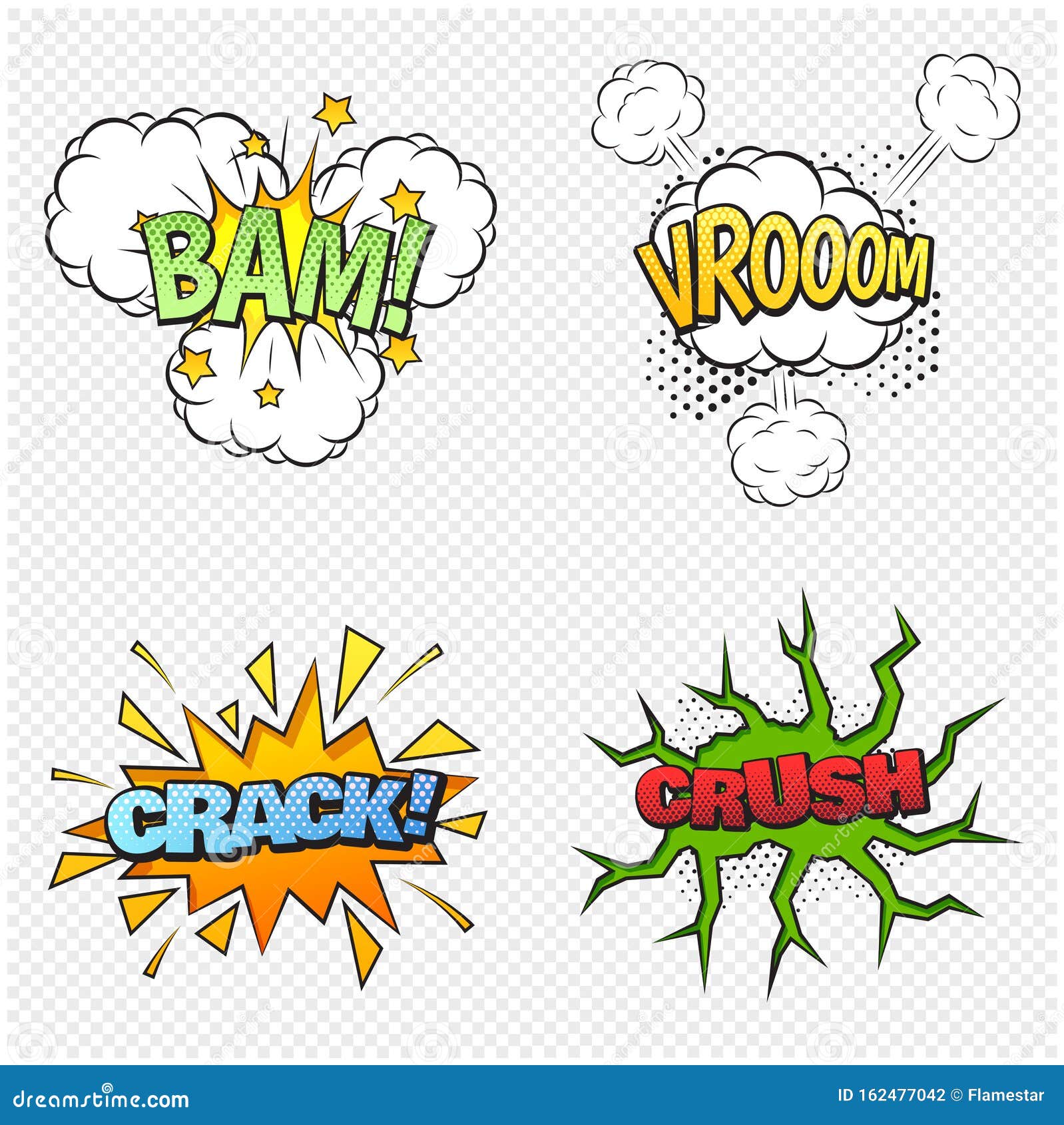 Comic Collection Colored Sound Effects Pop Art Vector Style. Set Comic ...