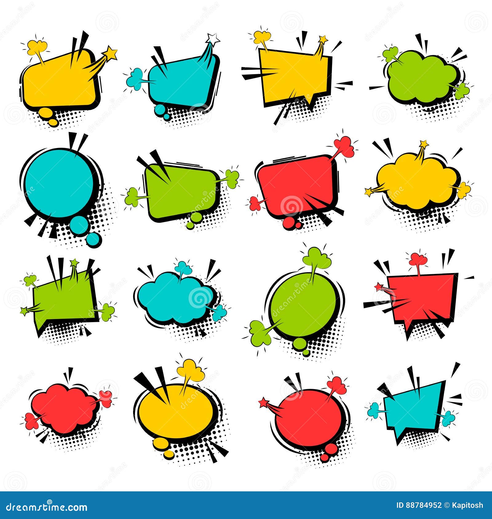 Collection Of Empty Word Bubbles Outline On Transparent Background In ...