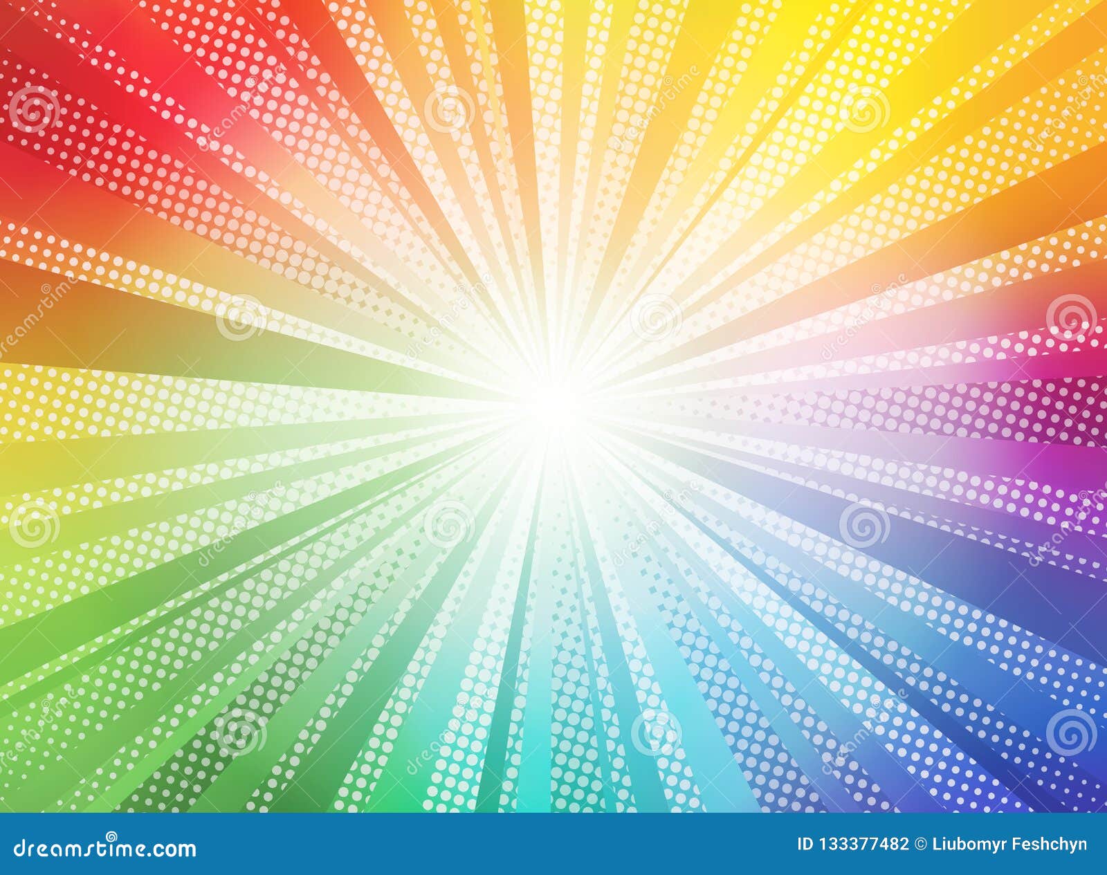 Comic Color Gradient Sun Rays Background Pop Art Retro Vector ...