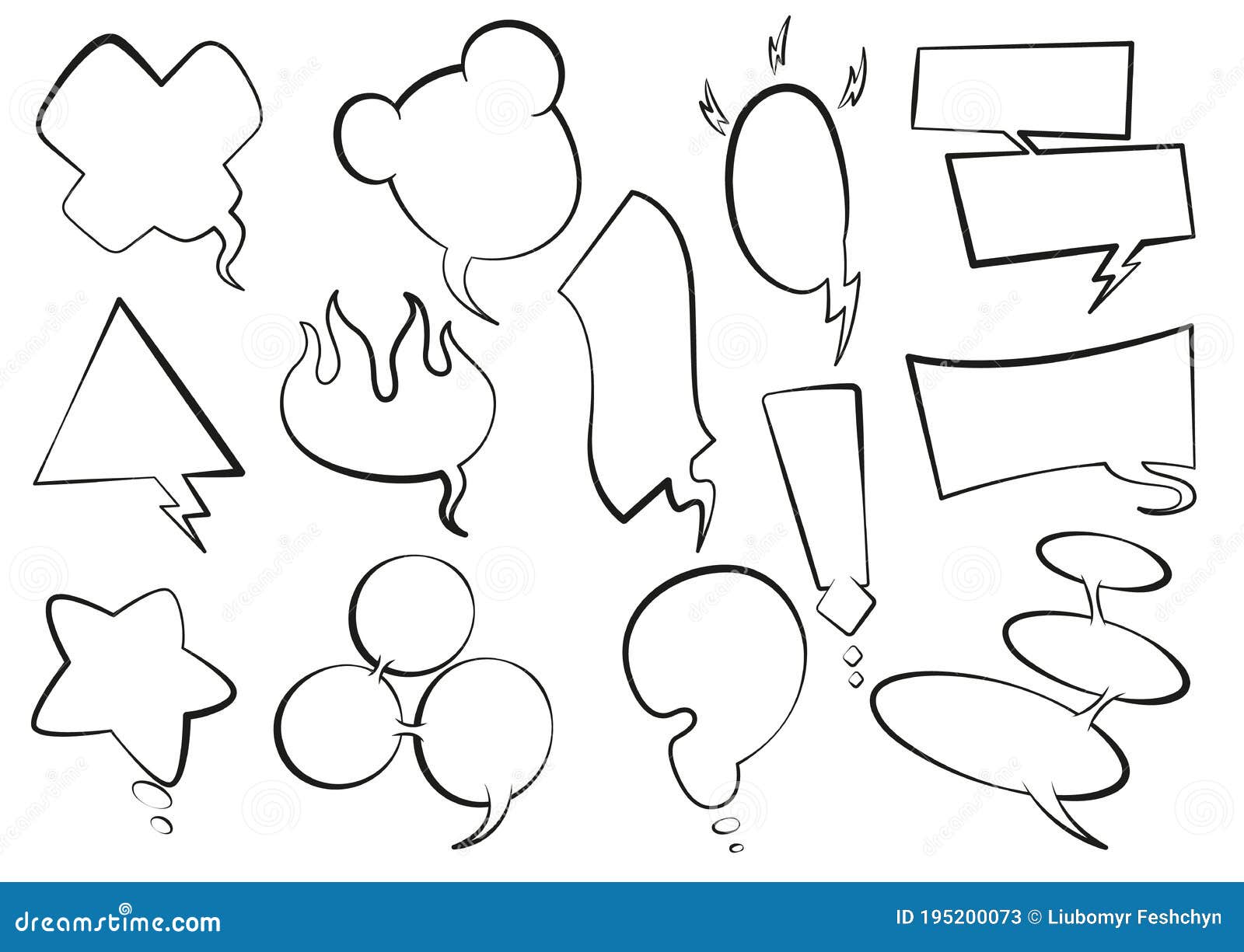 Comic Colored Hand Drawn Speech Bubbles. Set Retro Cartoon Stickers ...