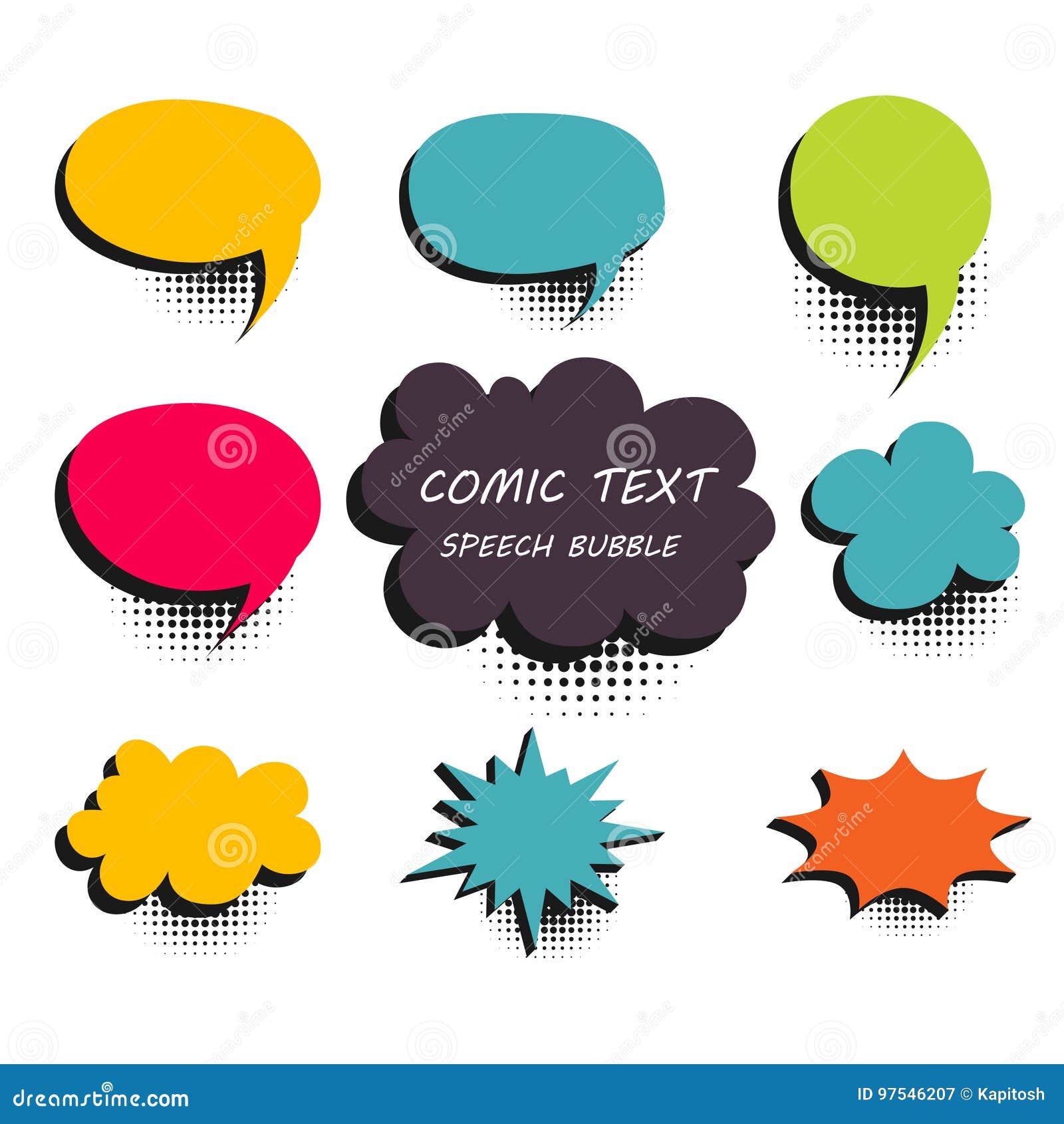 Comic Colored Text Speech Bubble 9 Stock Vector - Illustration of boom ...