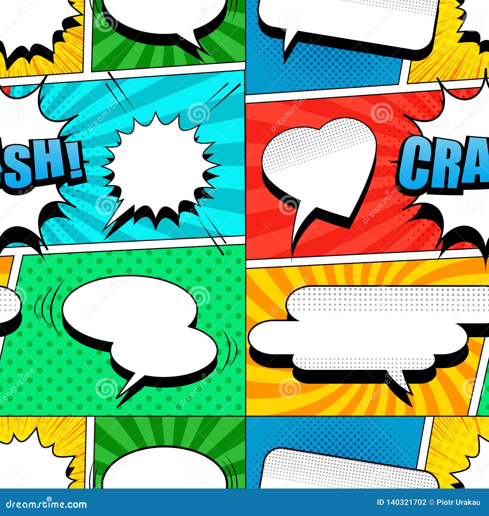 Comic Colorful Elegant Seamless Pattern Stock Vector - Illustration of ...