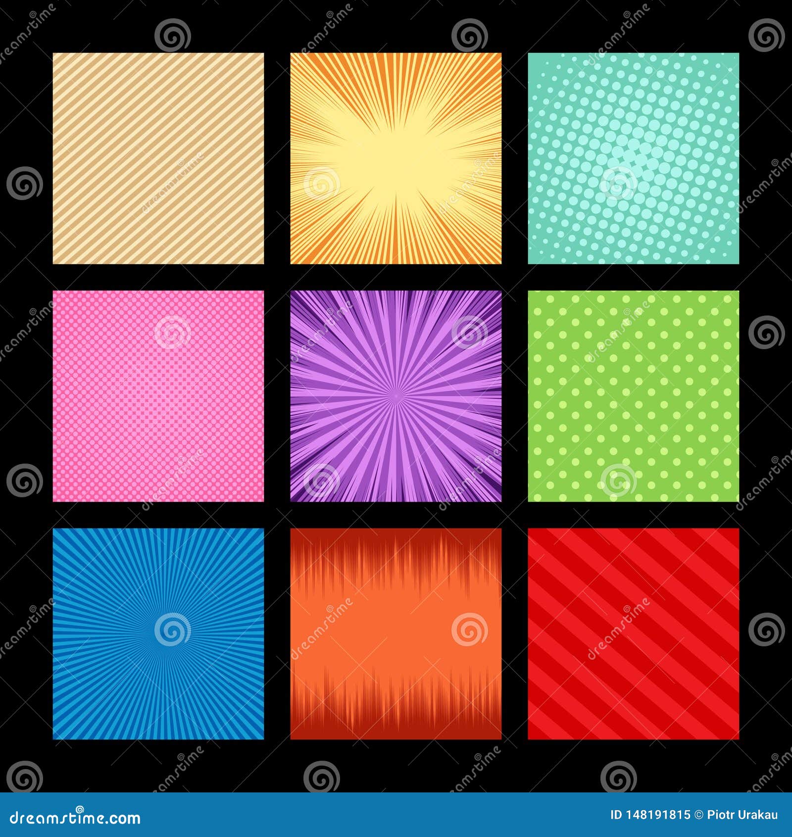 Comic Colorful Light Frames Set Stock Vector - Illustration of ...