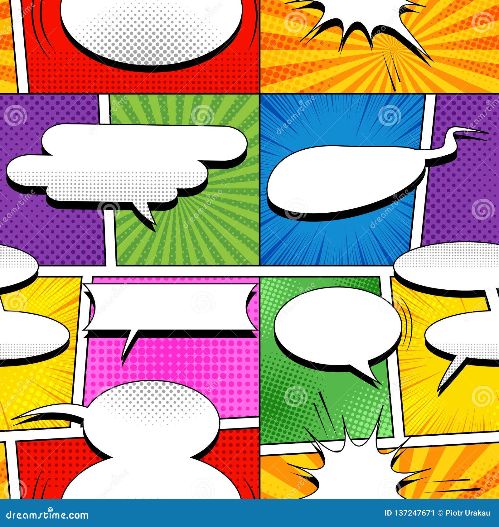 Comic Colorful Seamless Pattern Stock Vector - Illustration of comic ...