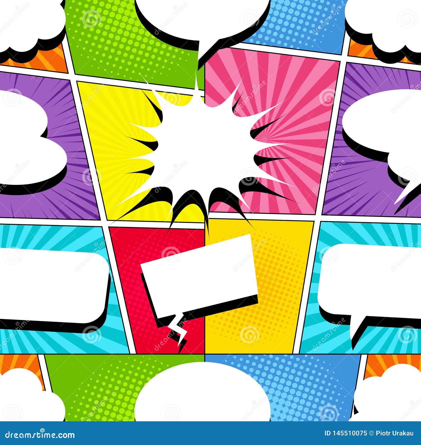 Comic Colorful Seamless Pattern Stock Vector - Illustration of bright ...