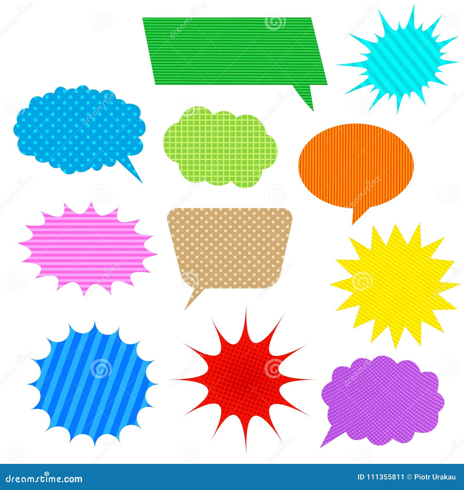 Comic Colorful Speech Bubbles Set Stock Vector - Illustration of ...