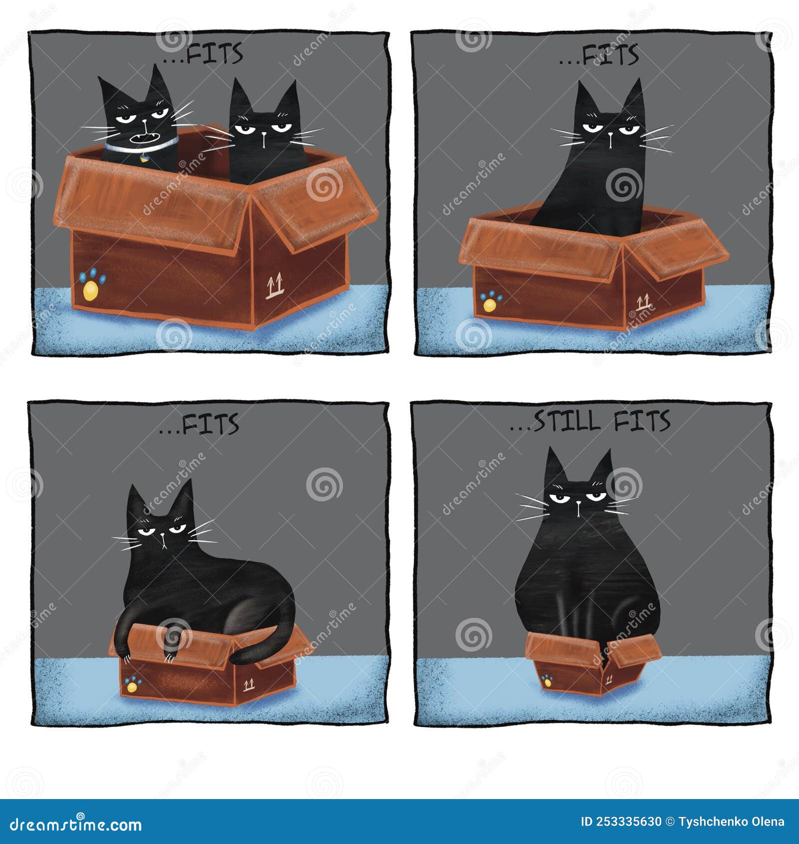 Comic Cute Cats. Comics Storyboard with Funny Black Cat Stock ...