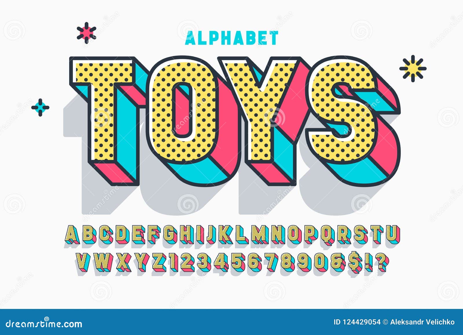 Comic 3d Display Font Design, Alphabet, Letters and Numbers Stock ...