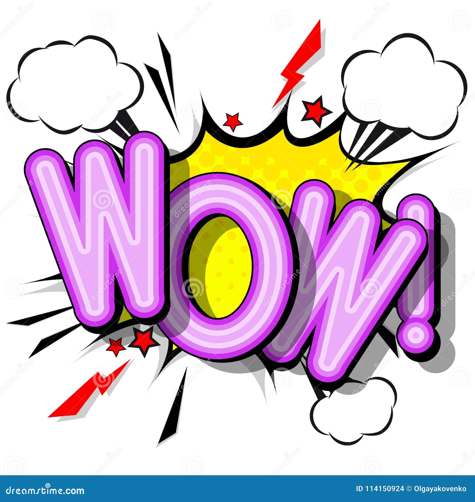 WOW - Retro Lettering With Shadows, Halftone Pattern On Poster Popart ...