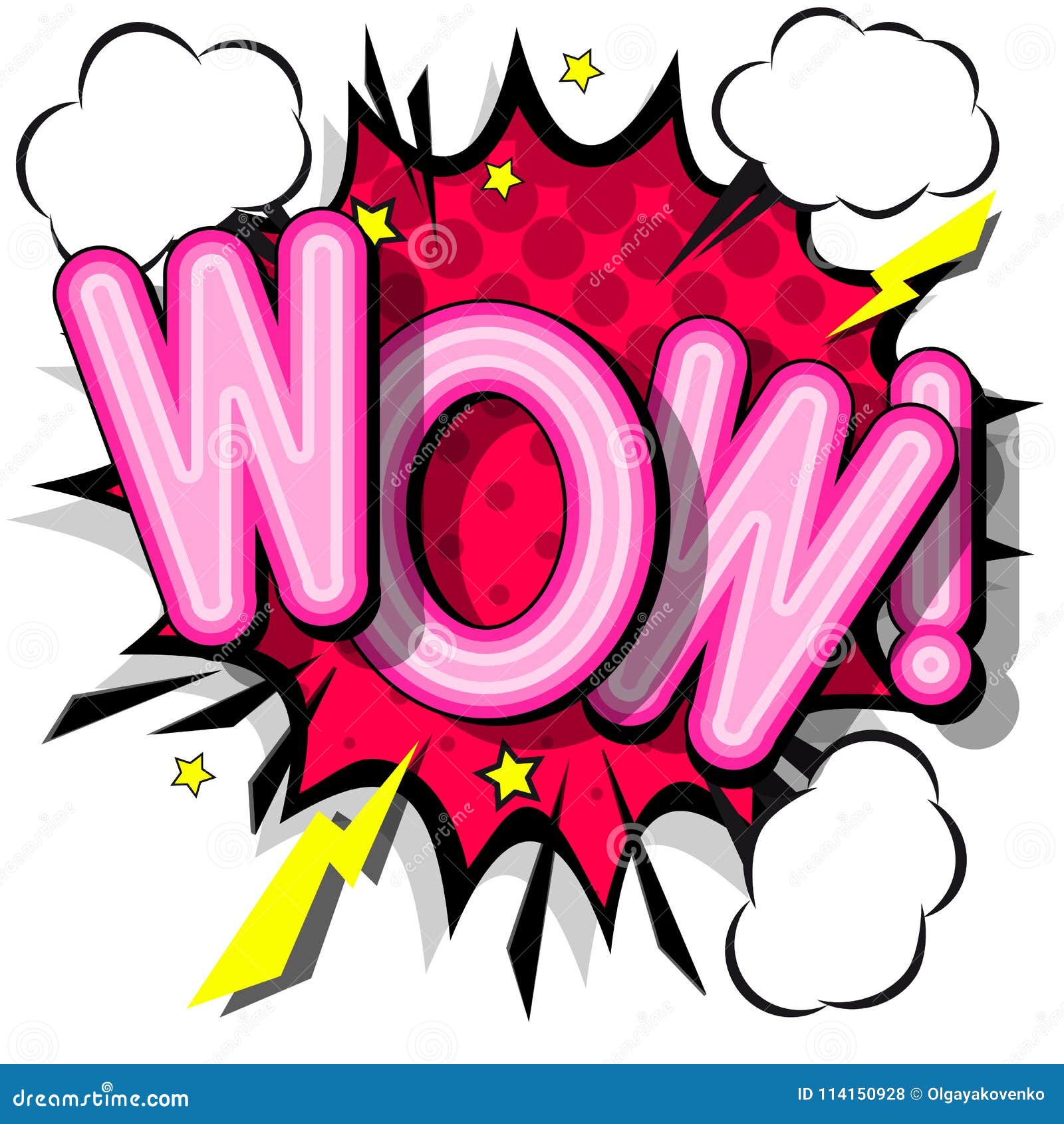 WOW - Retro Lettering With Shadows, Halftone Pattern On Poster Popart ...