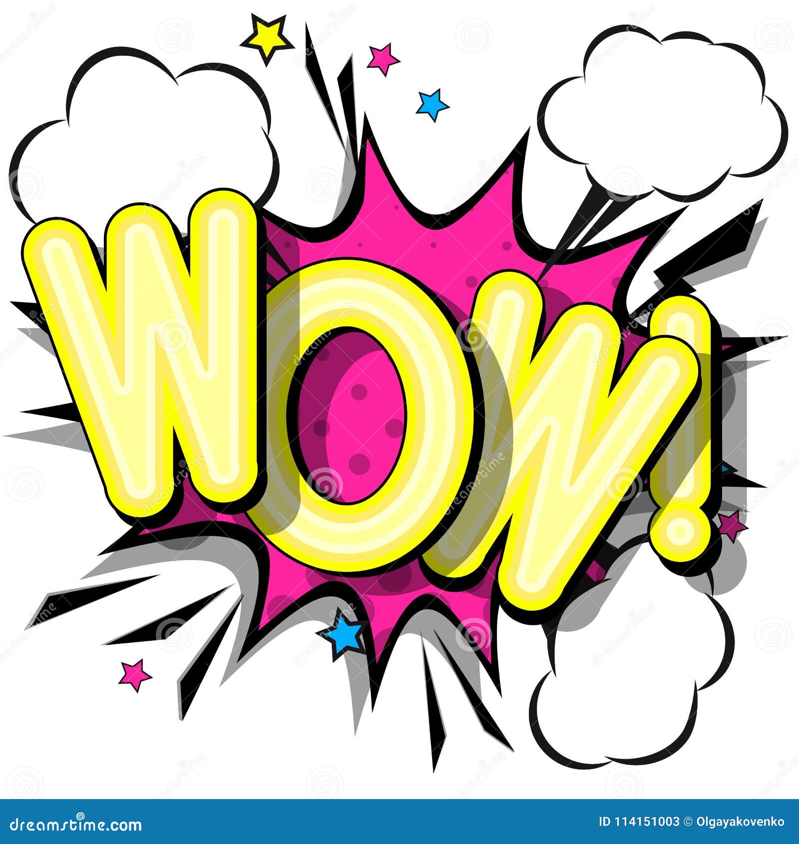 WOW - Retro Lettering With Shadows, Halftone Pattern On Poster Popart ...