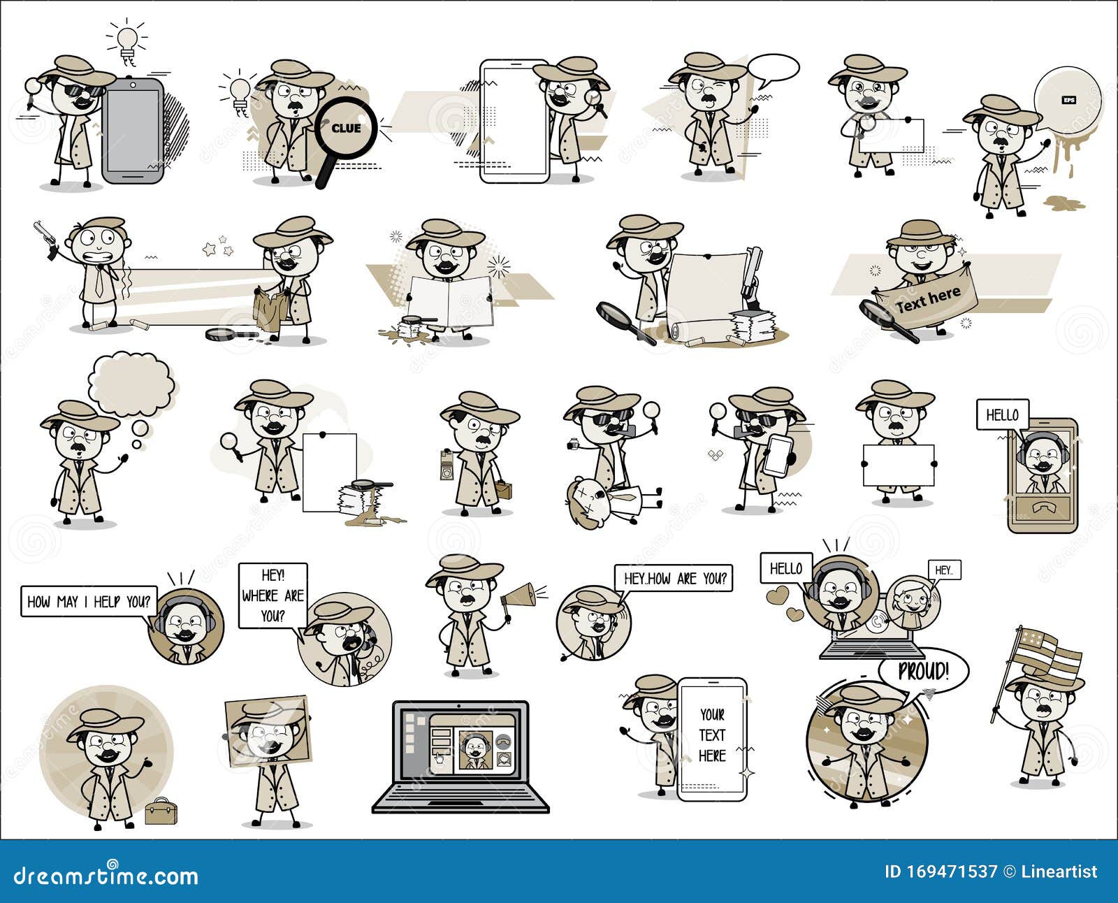 FBI Agent Character Creation Set Royalty-Free Illustration ...
