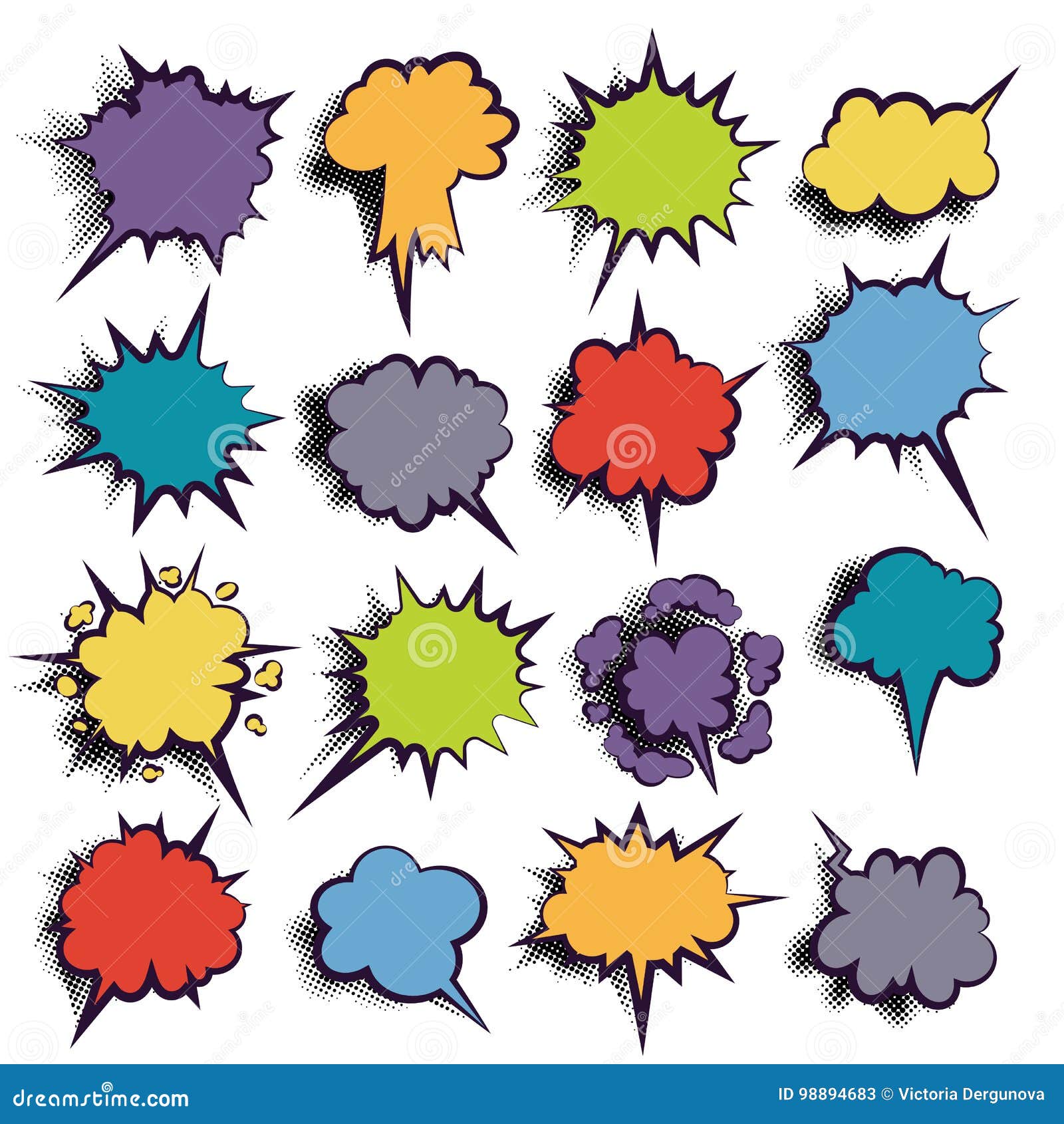 Comic Dialog Empty Balloon Colored Stock Vector - Illustration of boom ...
