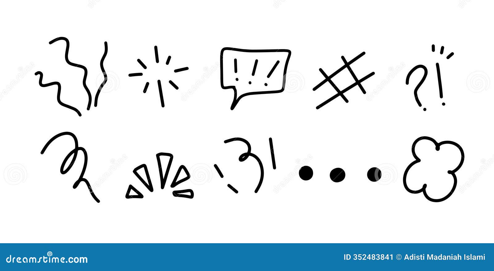 Comic Doodle Illustration Set Minimalist Vector for Fun and Dynamic ...