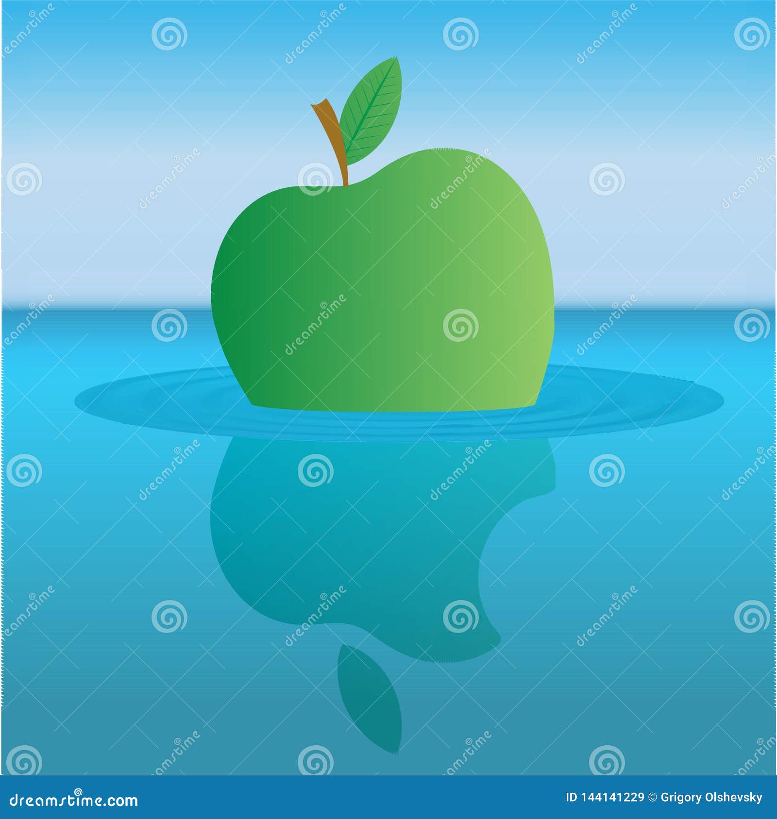 Comic Drawing Metaphor. Apple Sailing Over the Sea Editorial Stock ...