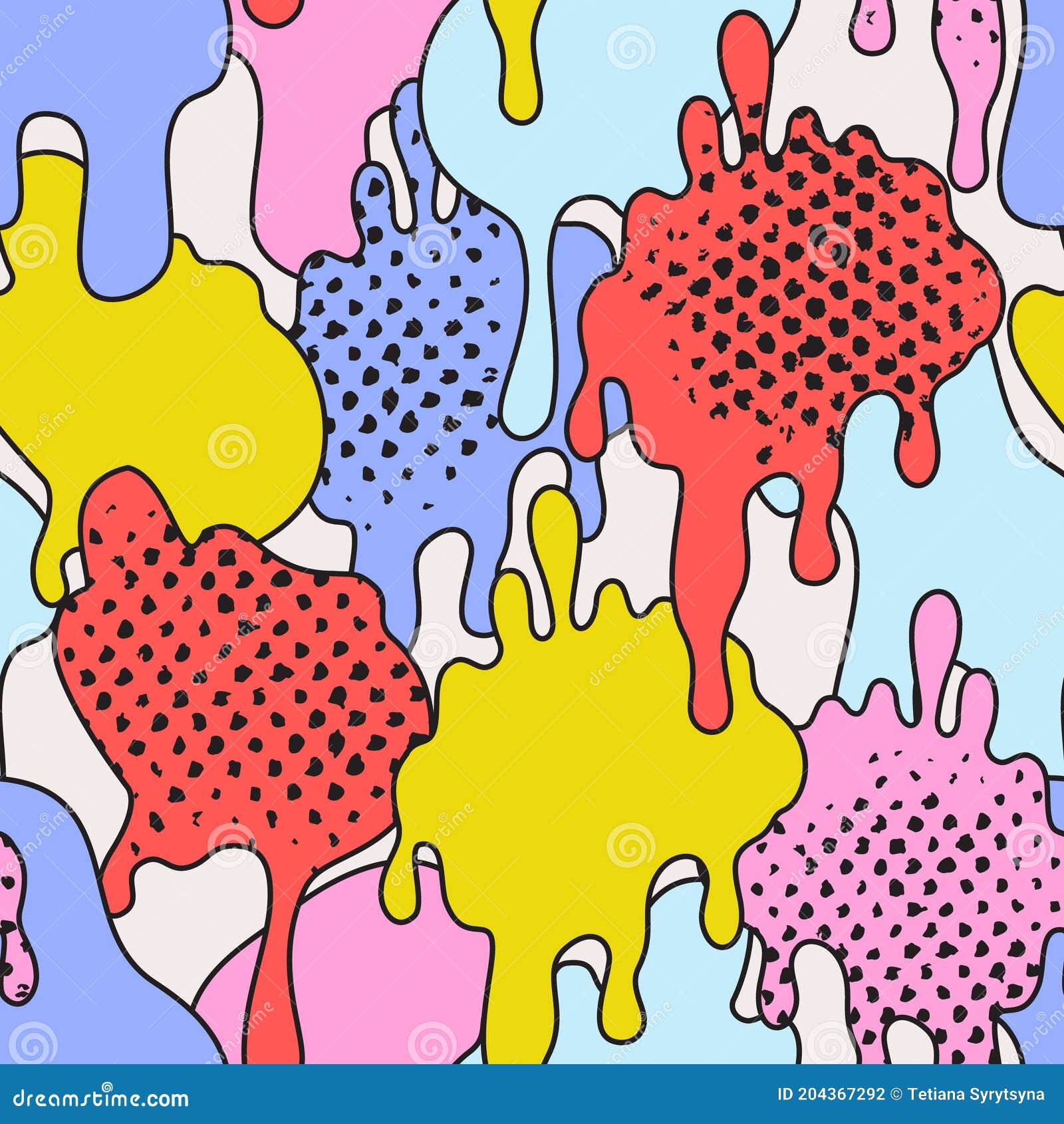Comic Dripping Blots Background In Pop Art, Graffiti Style. Funky Paint ...