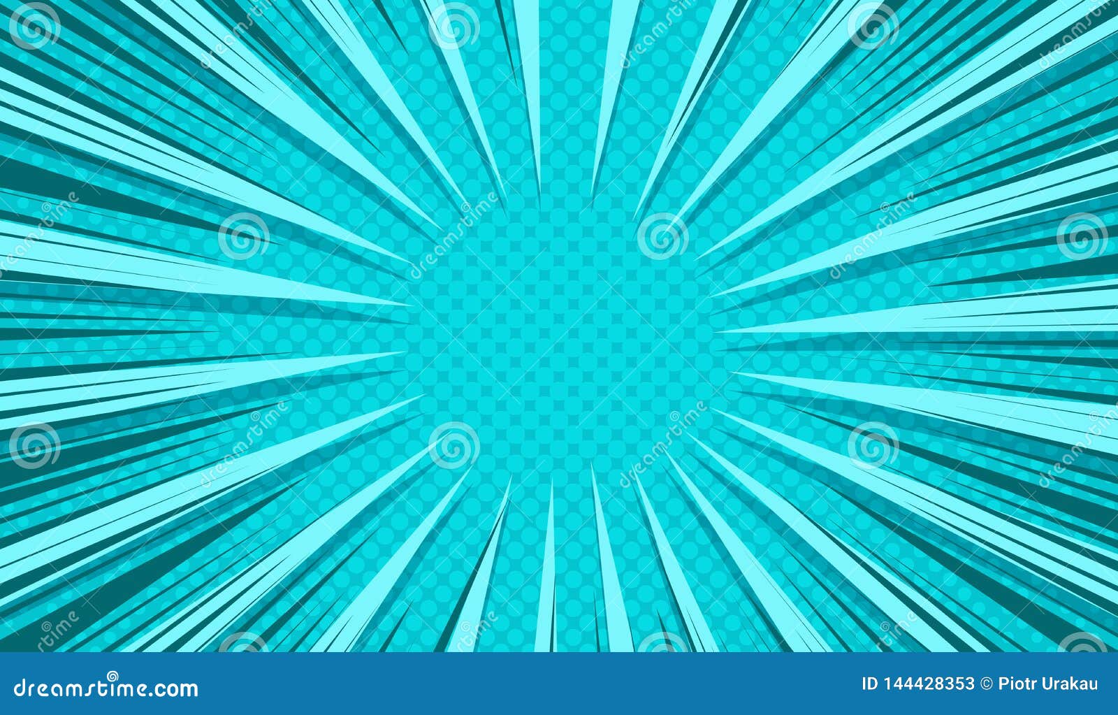 Comic Dynamic Explosive Turquoise Background Stock Vector ...