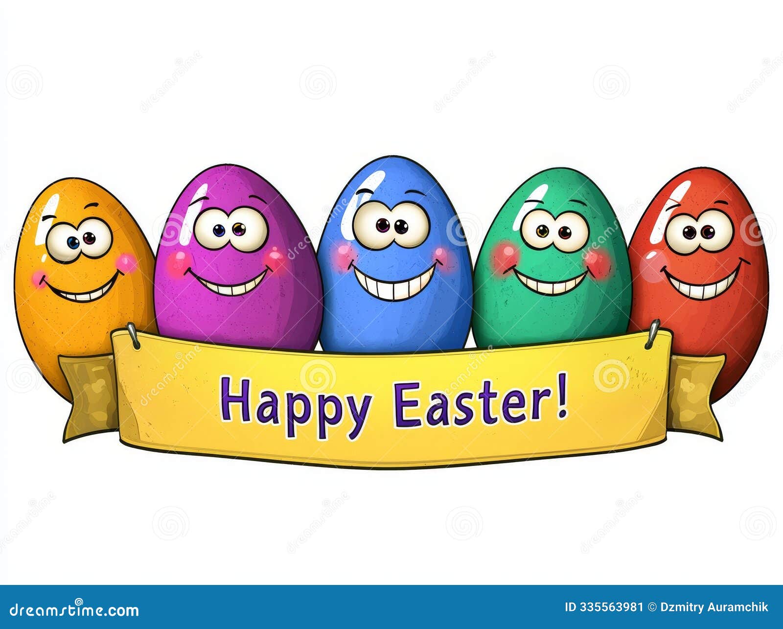 Comic Eggs with a Bubble Wishing You a Happy Easter! Stock Image ...