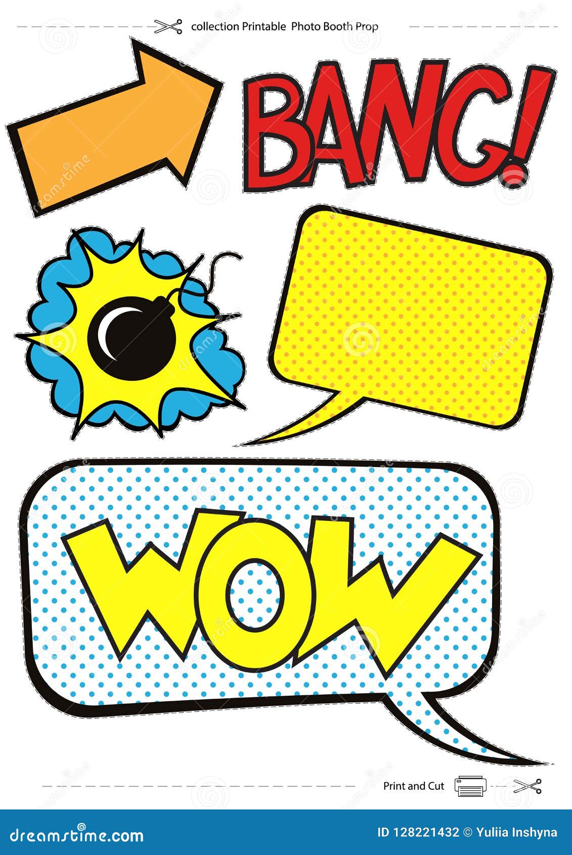 Printable Photo Booth Vector Props Set. Various Shapes And Colors Lips ...