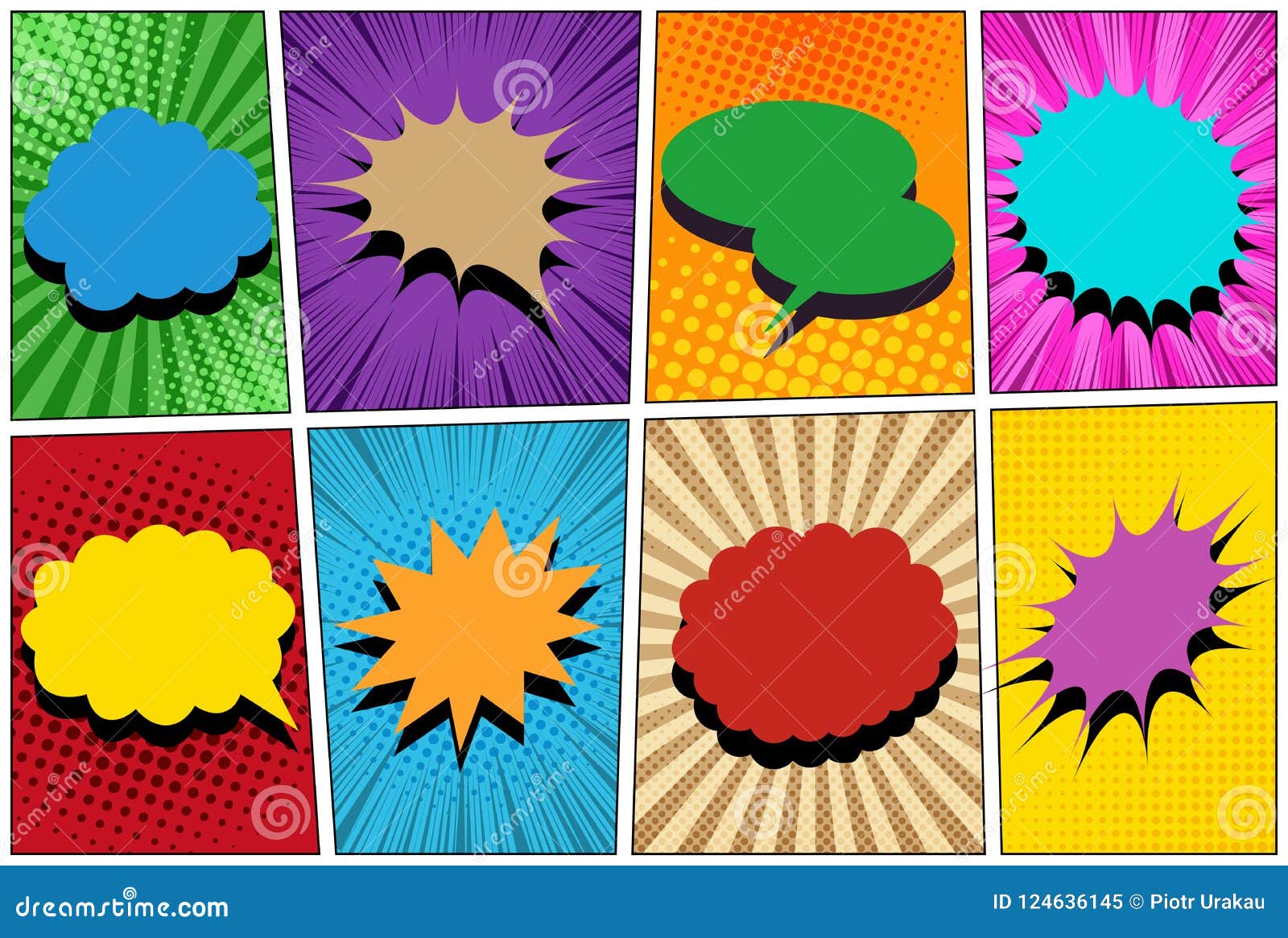 Comic elements concept stock vector. Illustration of bright - 124636145