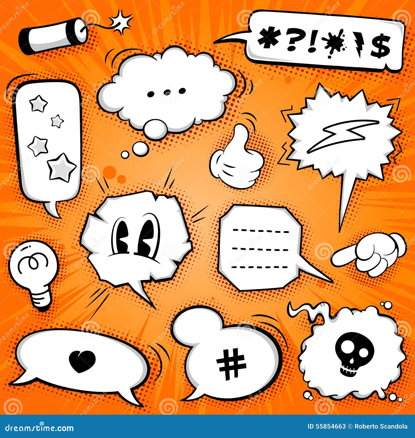 Comic Elements Set 3 stock vector. Illustration of communication - 55854663