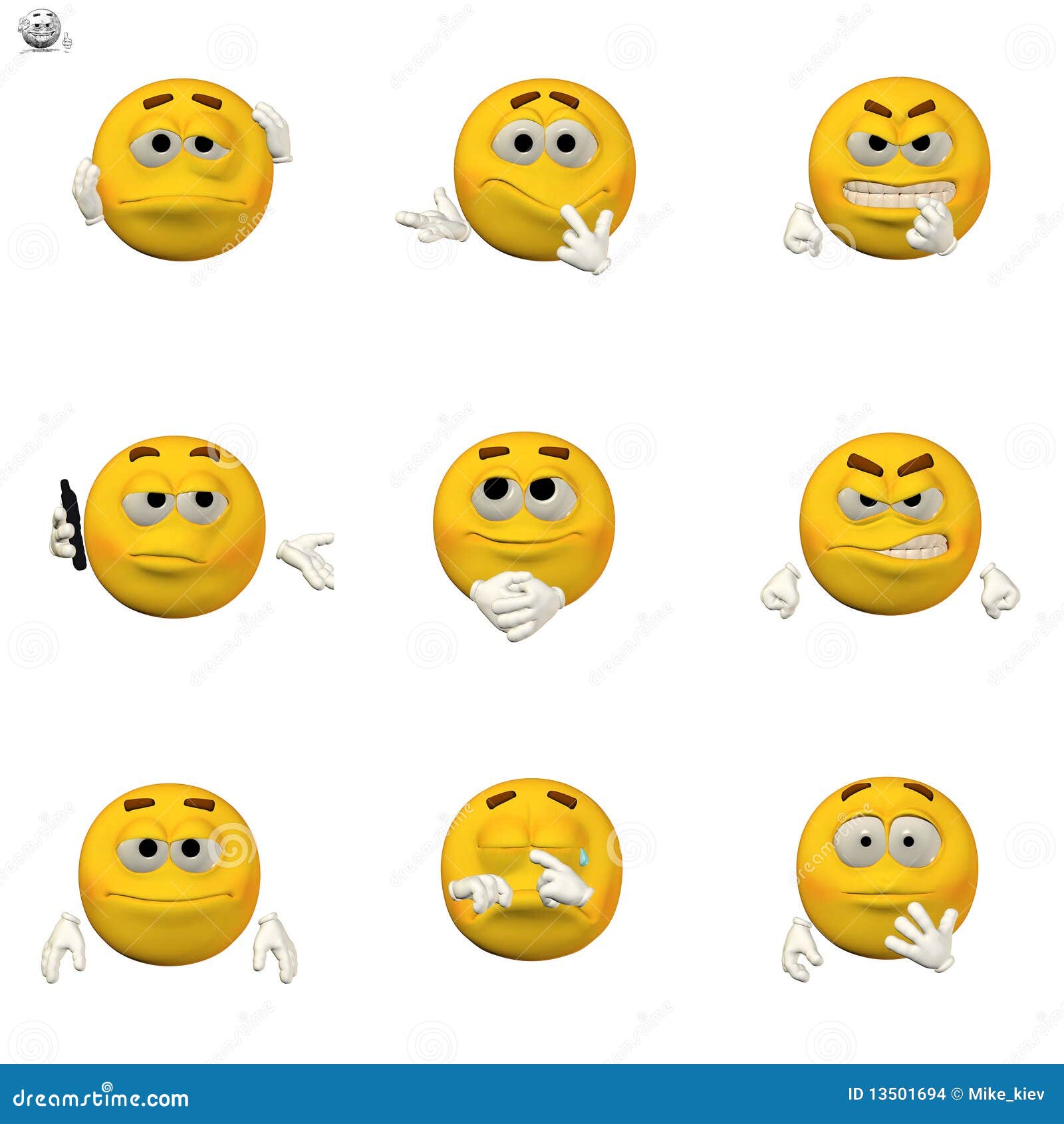 Comic emoticon set stock illustration. Illustration of design - 13501694