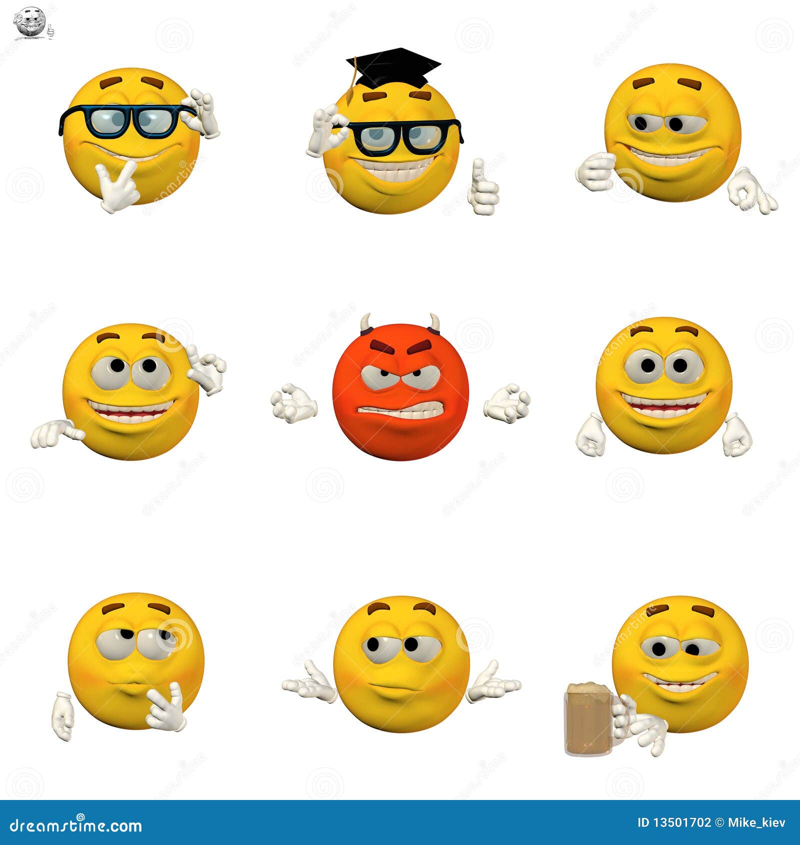 Comic emoticon set stock illustration. Illustration of smiles - 13501702