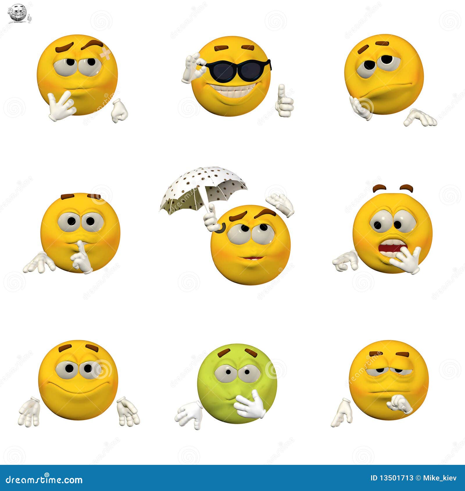 Comic emoticon set stock illustration. Illustration of shape - 13501713