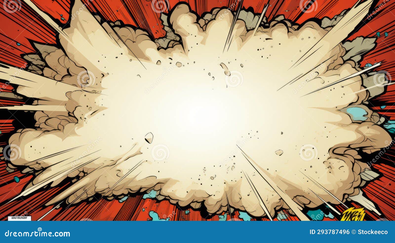 Comic Explosion Background with Flattened Perspective and Clear Edge ...