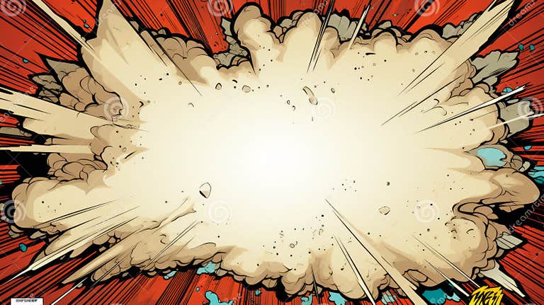 Comic Explosion Background with Flattened Perspective and Clear Edge ...