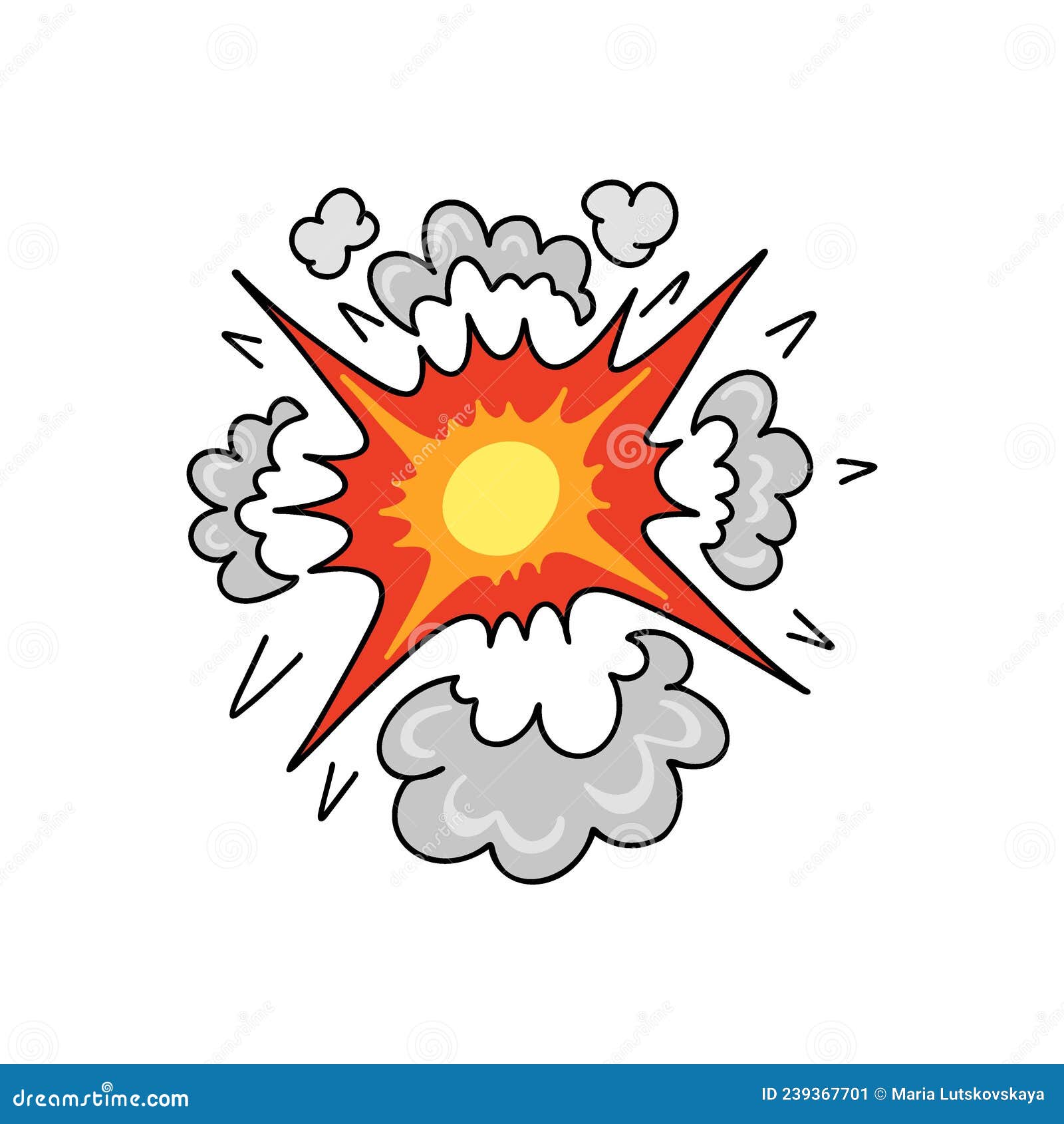 Comic Explosion. Bomb Explosion, Meteorite Fall, Smoke Cloud or Fire ...