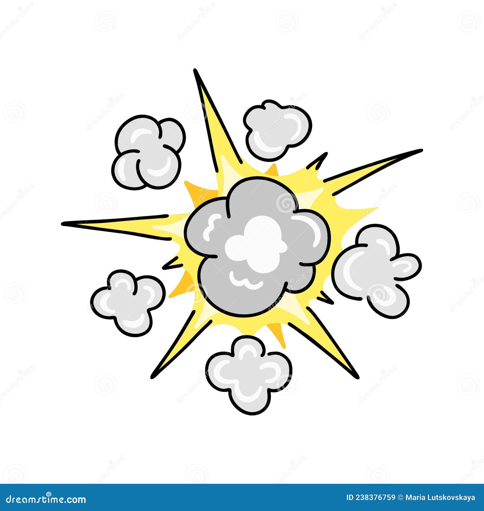 Comic Explosion. Bomb Explosion, Meteorite Fall, Smoke Cloud or Fire ...