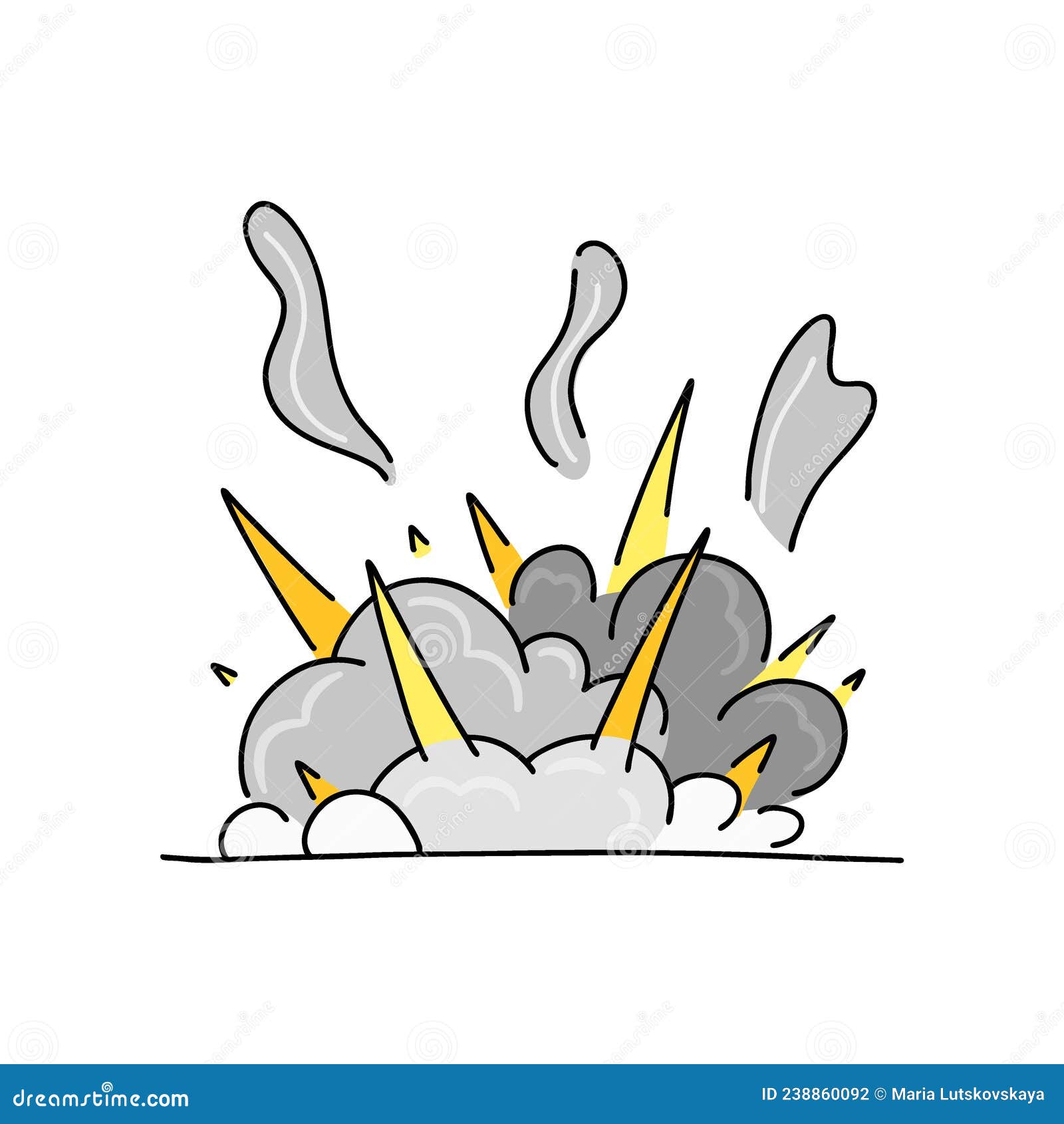 Atomic Boom Comic Explosion. Bomb Explosion, Meteorite Fall, Smoke ...