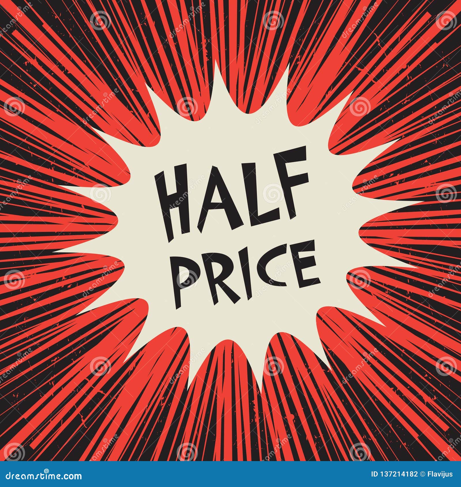Comic Explosion Business Concept with Text Half Price Stock Vector ...