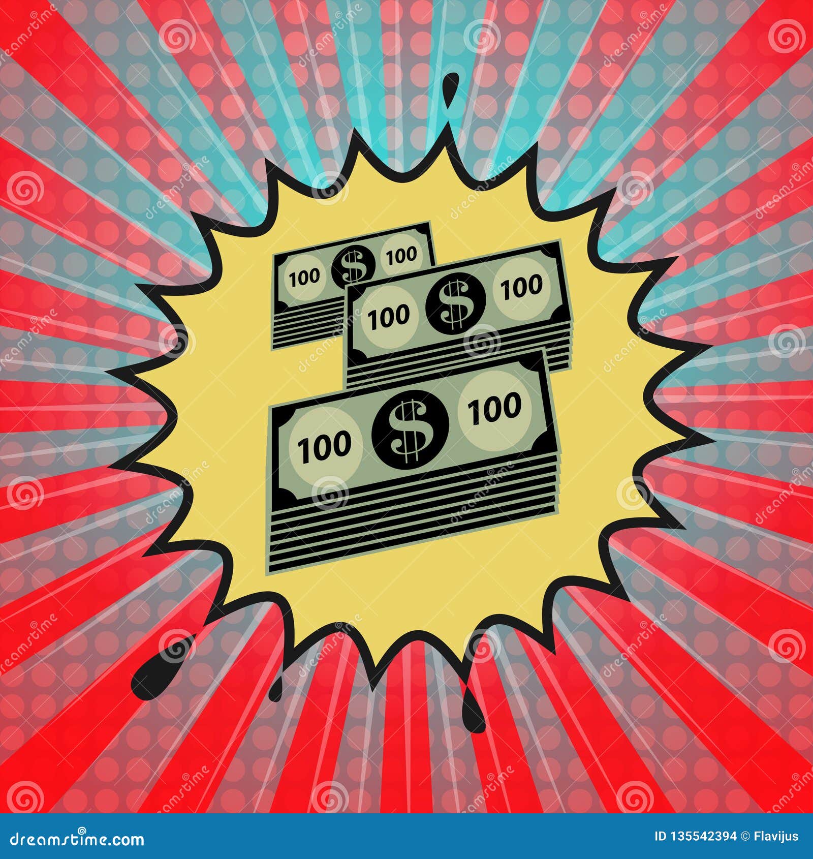 Comic Explosion with Dollar Cash Money Symbol Stock Vector ...