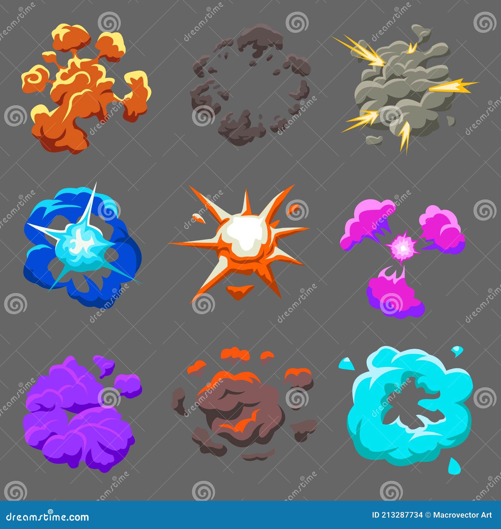 Comic Explosion Effects Set Stock Vector - Illustration of design ...