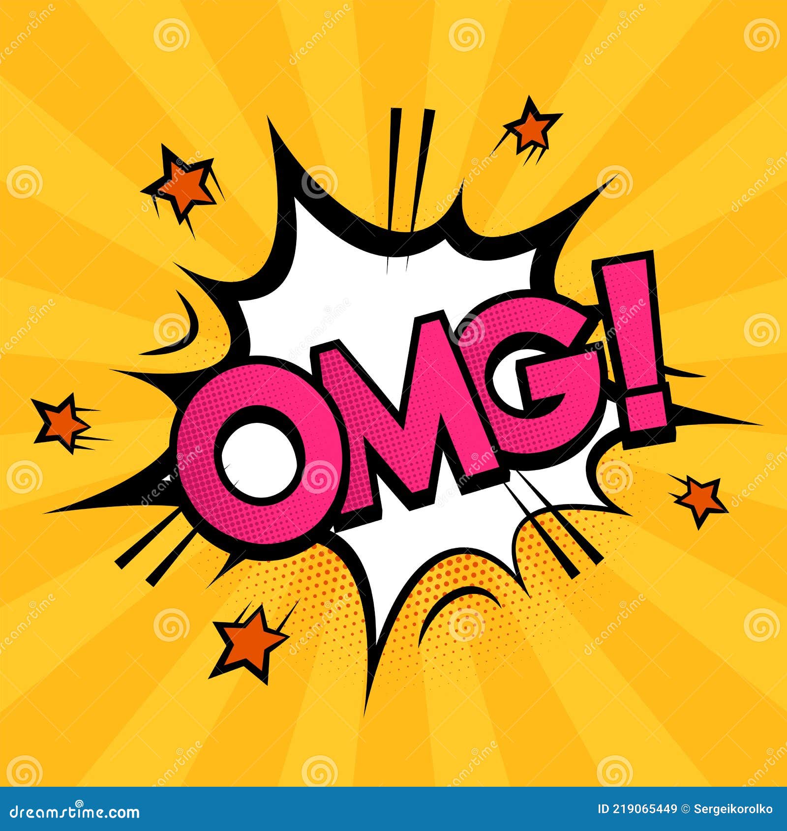Comic Explosion with Expression Wording OMG. Vector Cartoon ...
