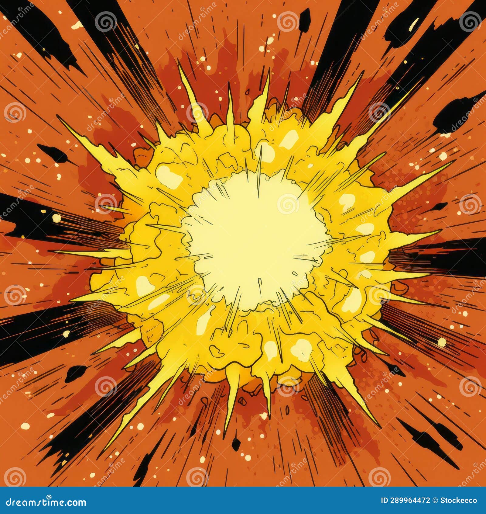 Retro Comic Book Explosion on Orange Background Stock Illustration ...