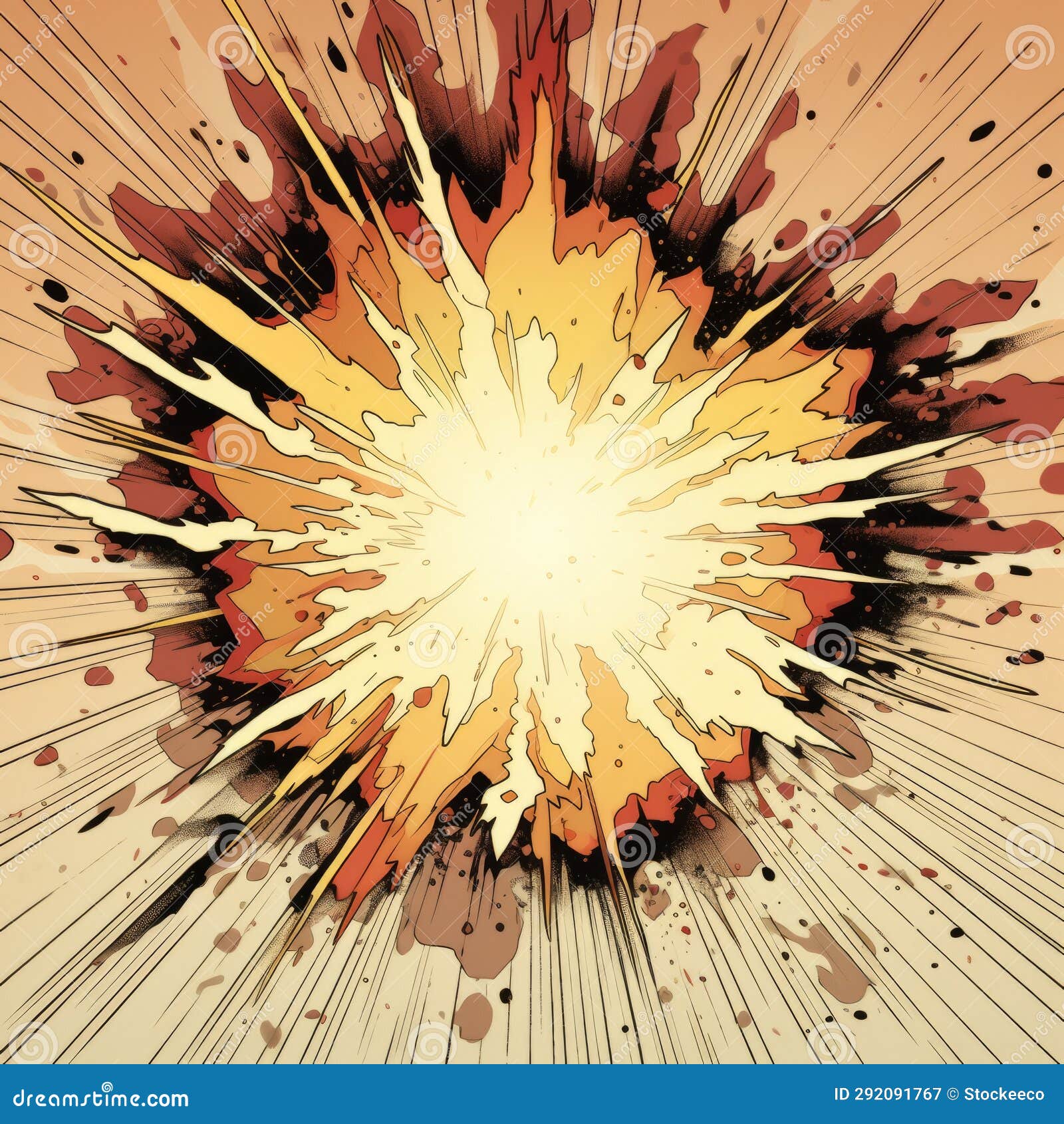 Retro Comic Book Style Supernova Explosion with Beige Background Stock ...