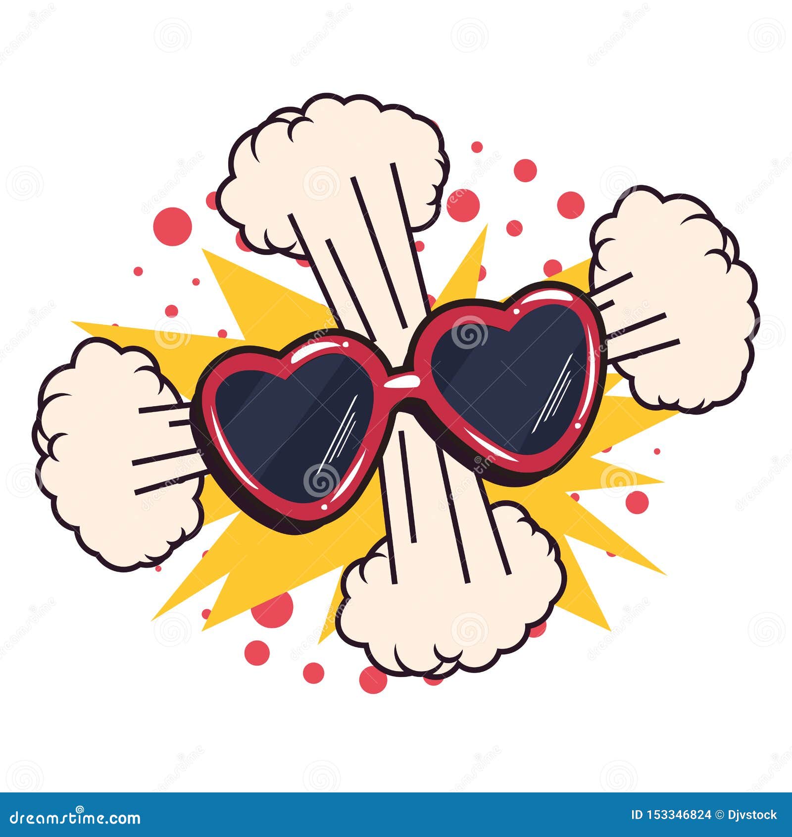 Comic Explosion Glasses Shape Hearts Pop Art Stock Illustration ...