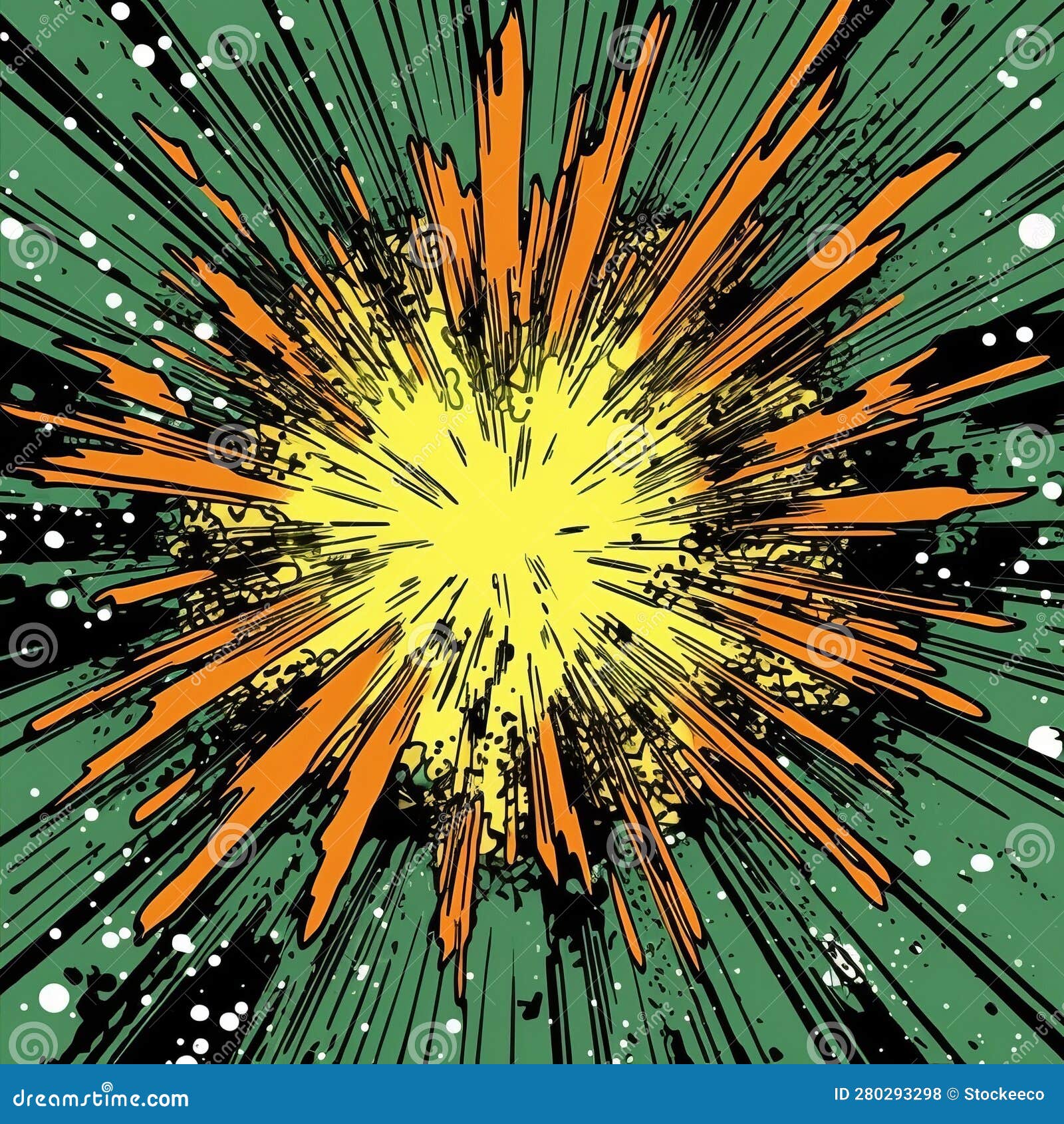 Comic Explosion Illustration on Green Background Vector in Hyperspace ...