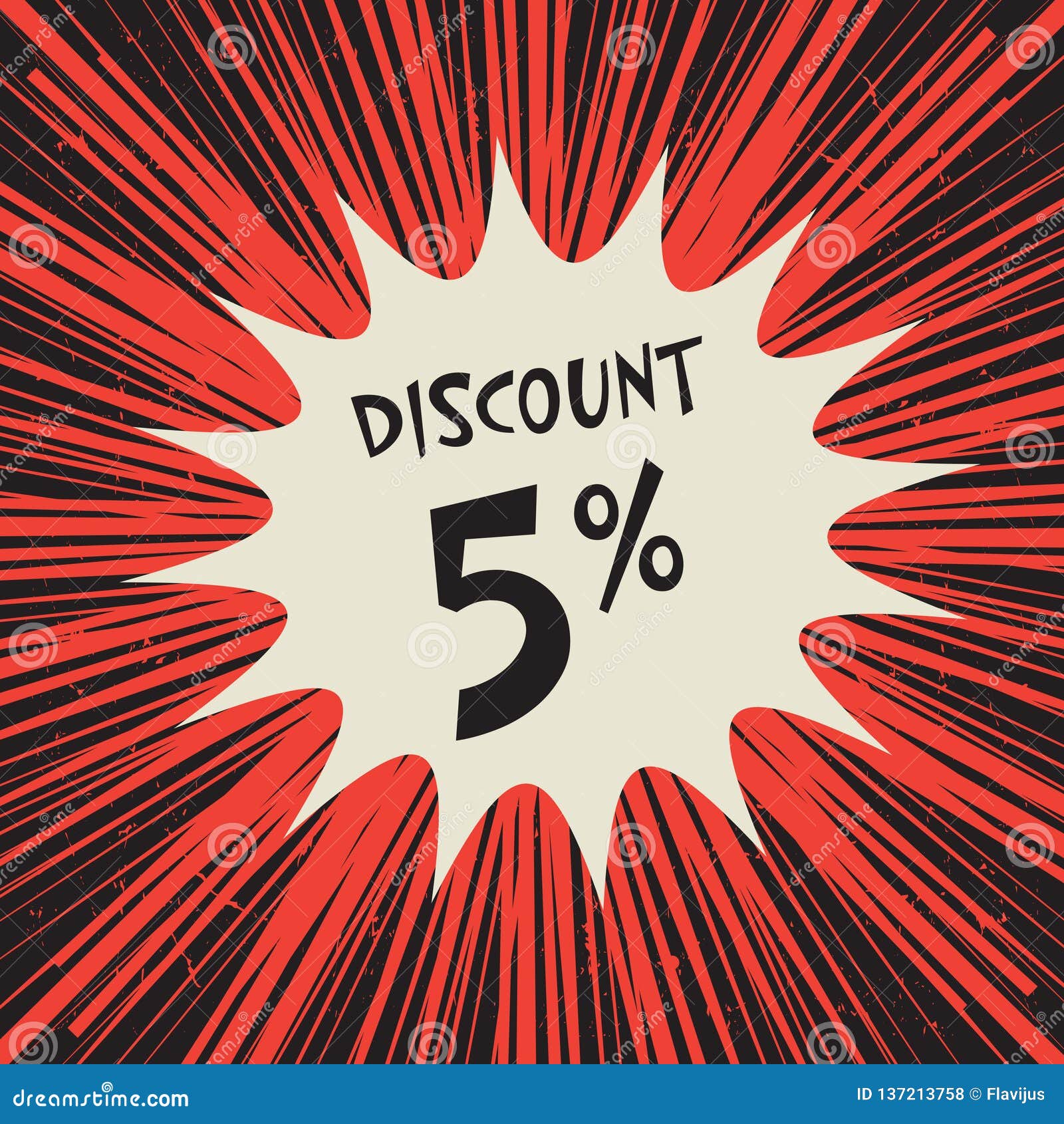 Comic Explosion Poster with Text 5 Percent Discount Stock Vector ...