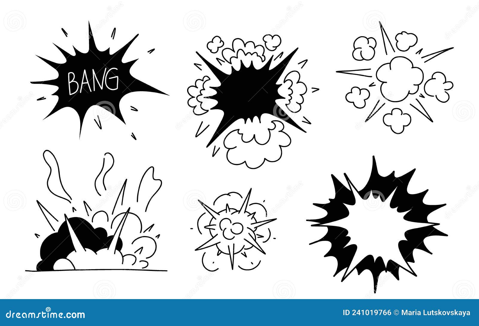Atomic Boom Comic Explosion. Bomb Explosion, Meteorite Fall, Smoke ...